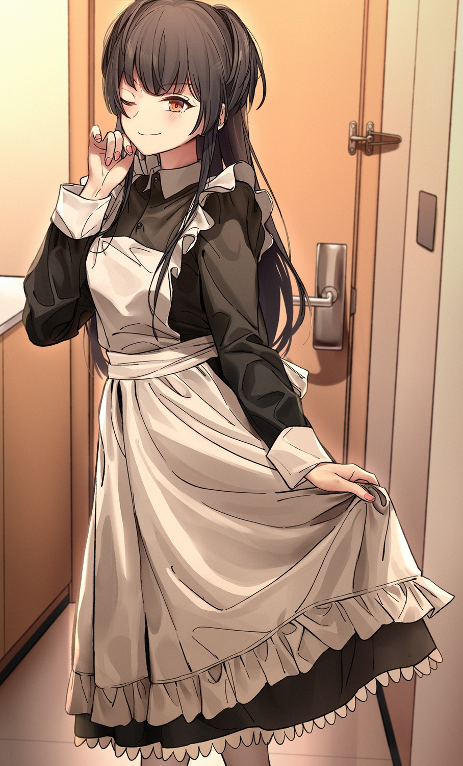 nakamura rohane the idolm@ster the idolm@ster shiny colors mayuzumi fuyuko maid pantyhose skirt ...